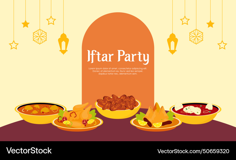 Iftar party celebration concept flyer Royalty Free Vector