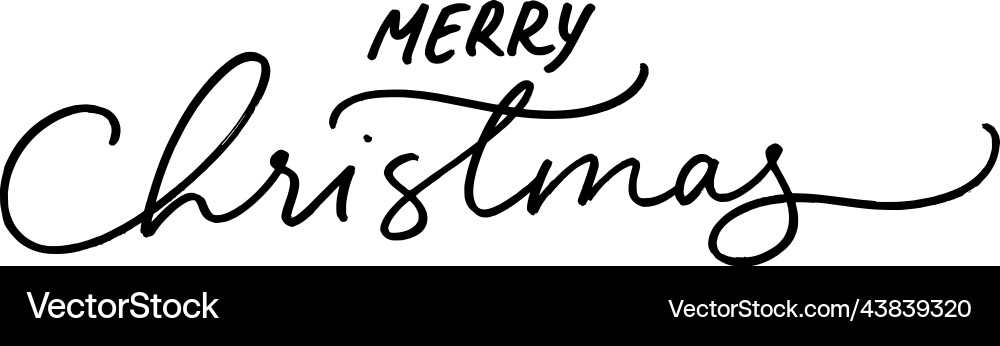 Merry christmas line lettering with swashes Vector Image