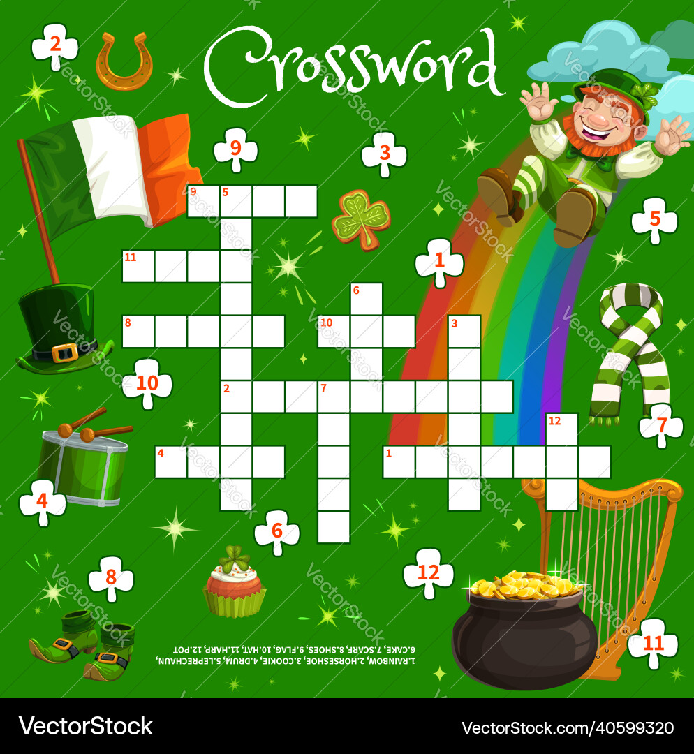 Saint Patrick's Day Crossword Puzzle Royalty Free Vector