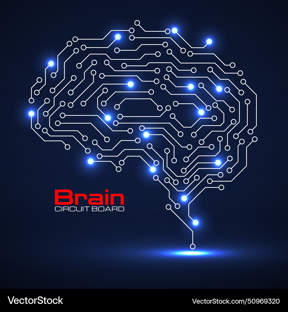 Technological brain circuit board Royalty Free Vector Image