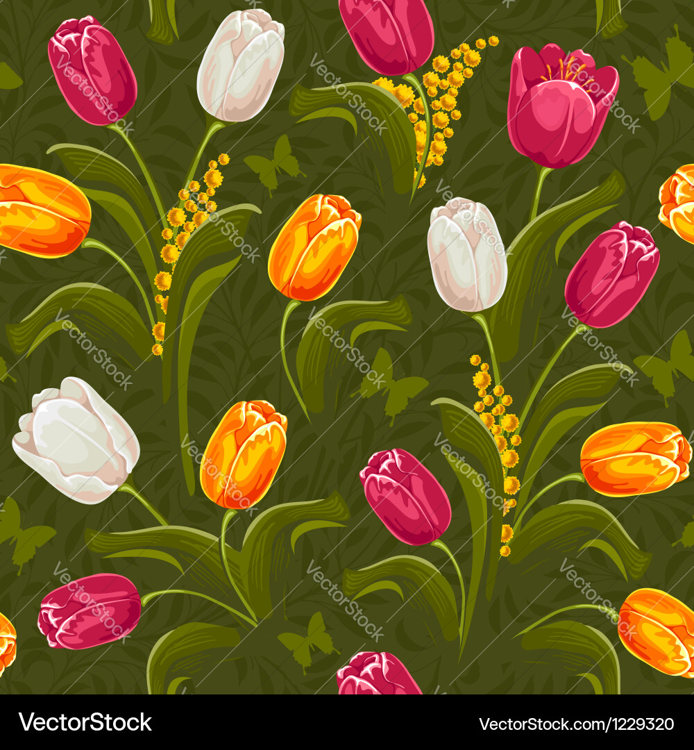 Tulip seamless Royalty Free Vector Image - VectorStock