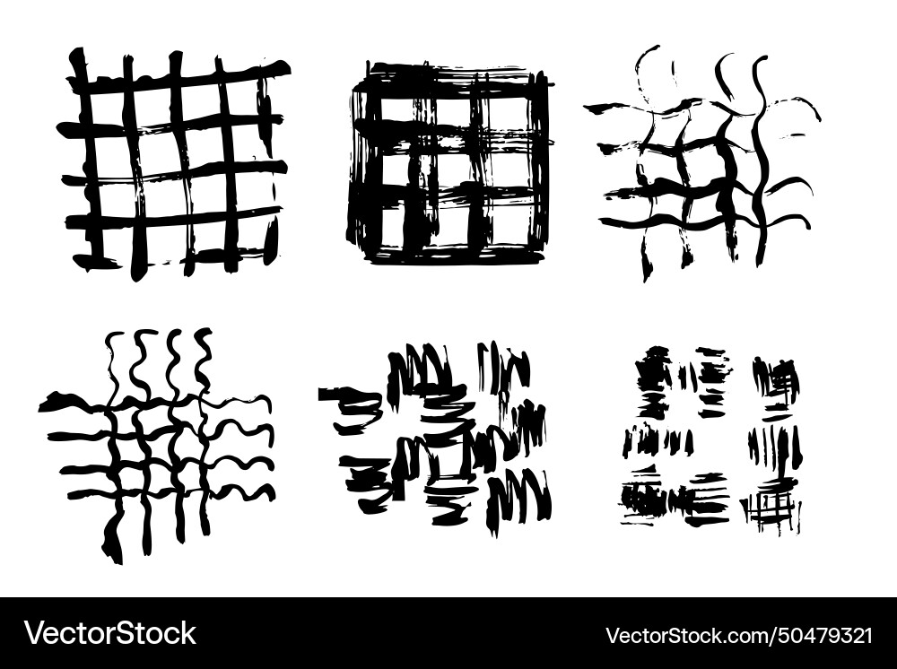Abstract ink patterns hand drawn black Royalty Free Vector