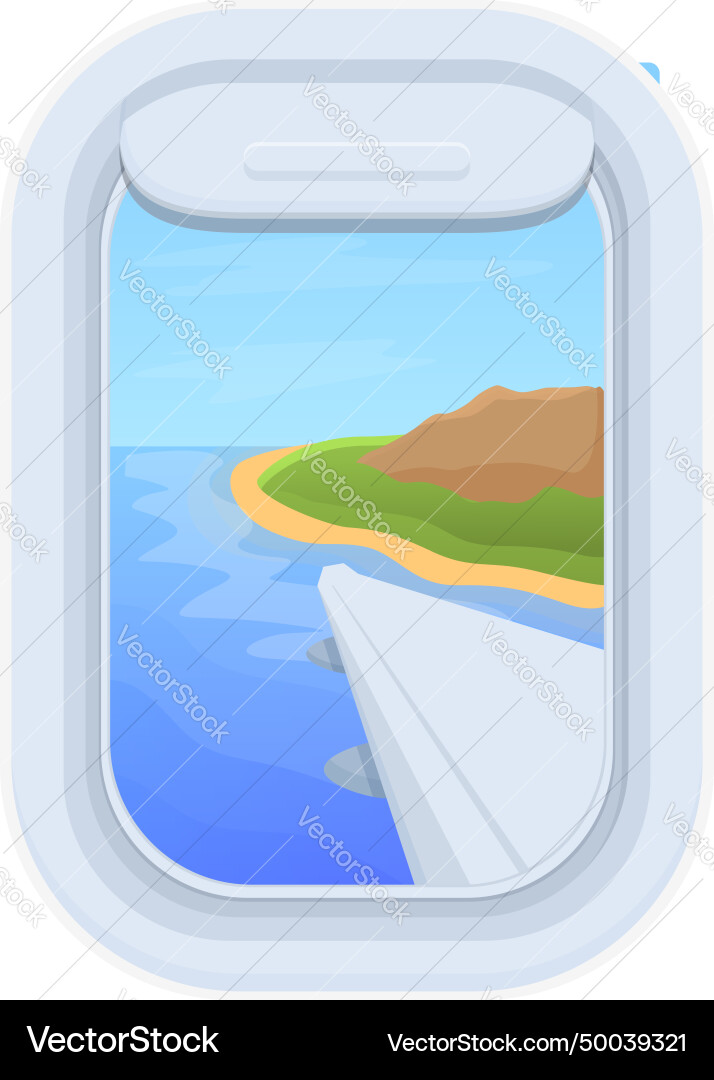 Flugzeug Fenster Ansicht Symbol Cartoon Reise Vektorbild