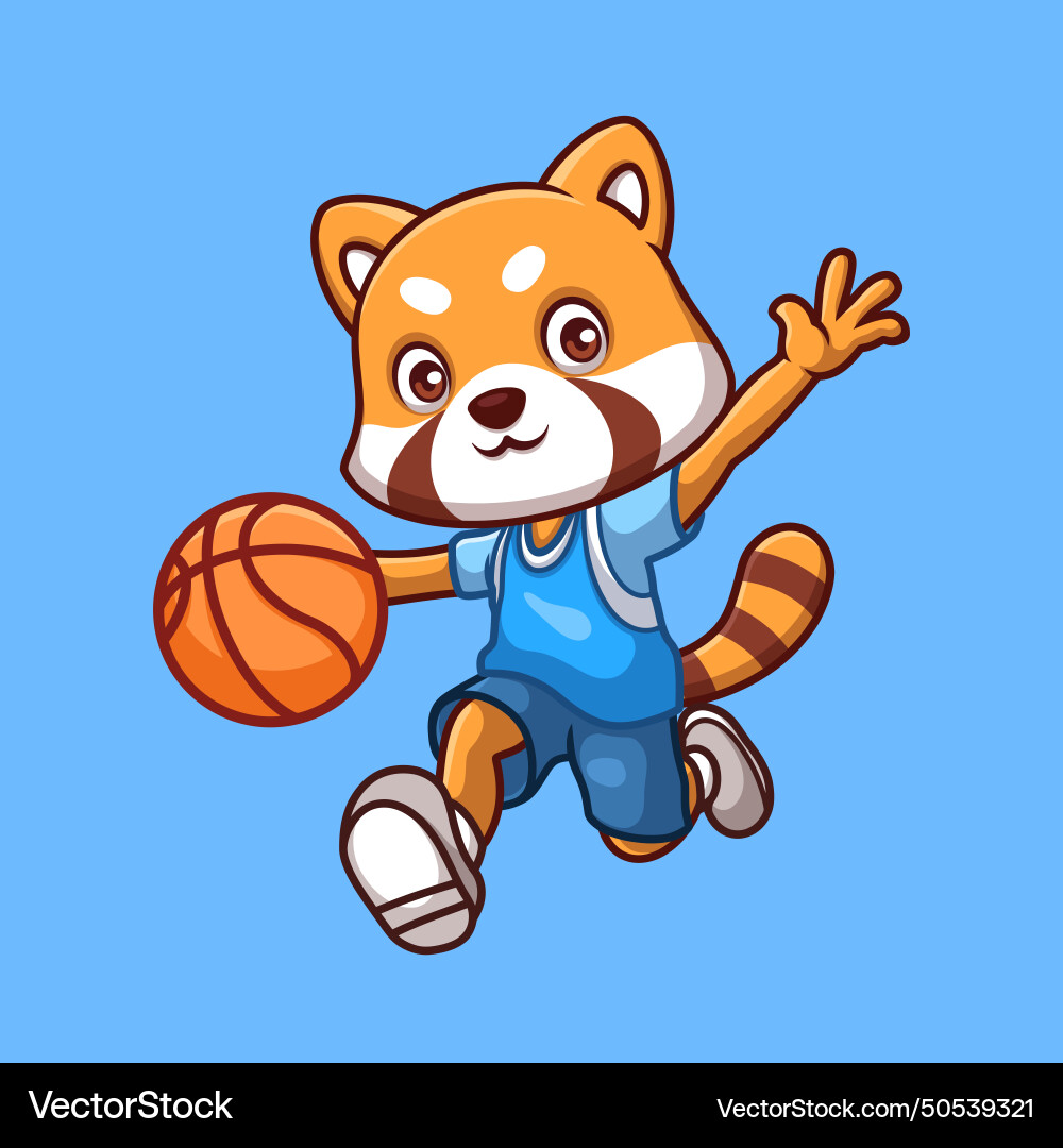 Basketball red panda cartoon Royalty Free Vector Image