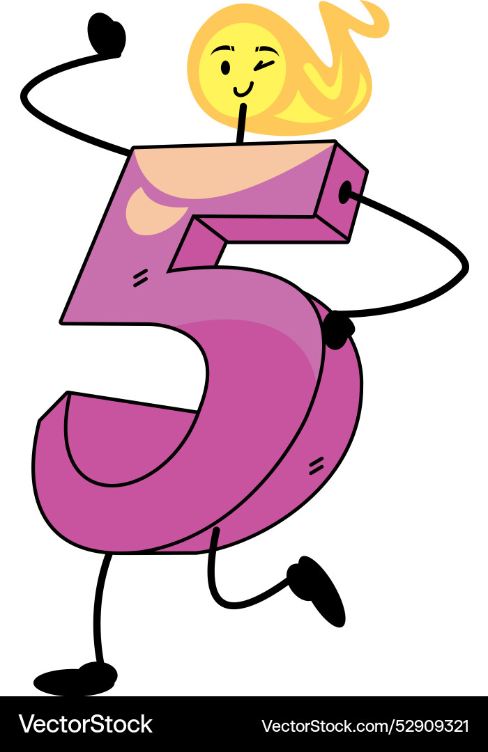 Geburtstagskerze Nummer fünf Cartoon Lizenzfreier Vektor