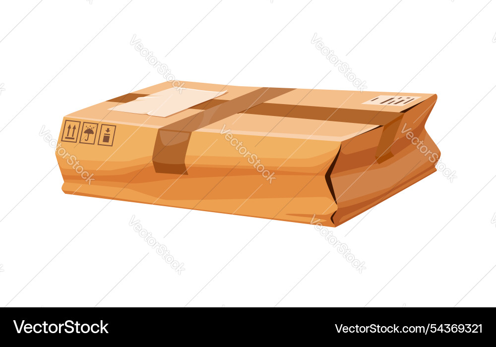 Cartoon damaged box crumpled post parcel Vector Image