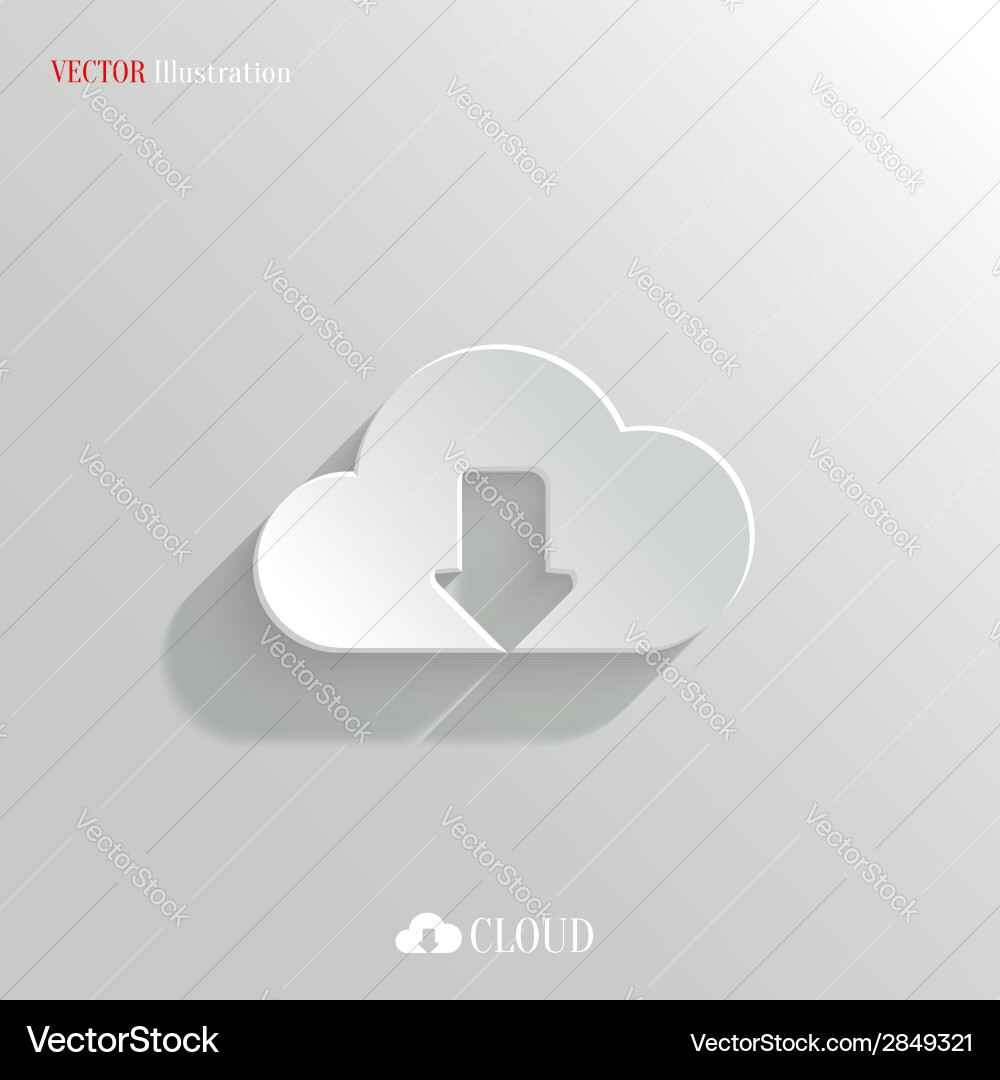 Cloud download icon - white app button Royalty Free Vector