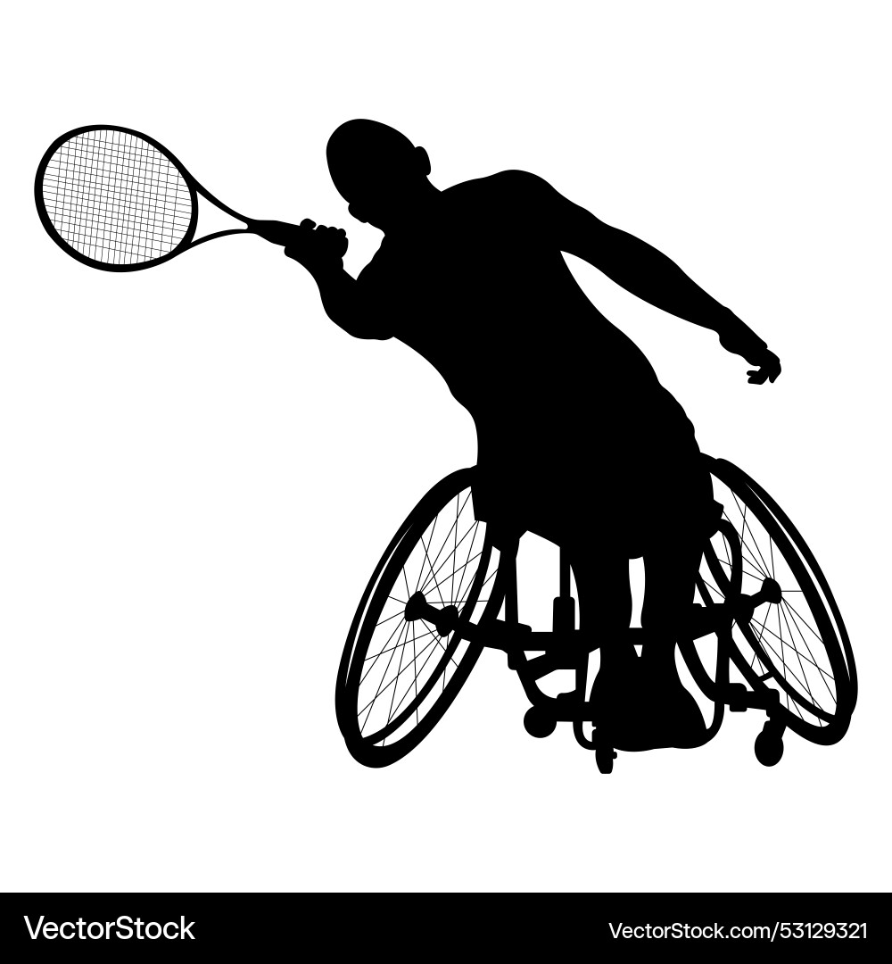 Disabled wheelchair athlete playing tennis2 Vector Image