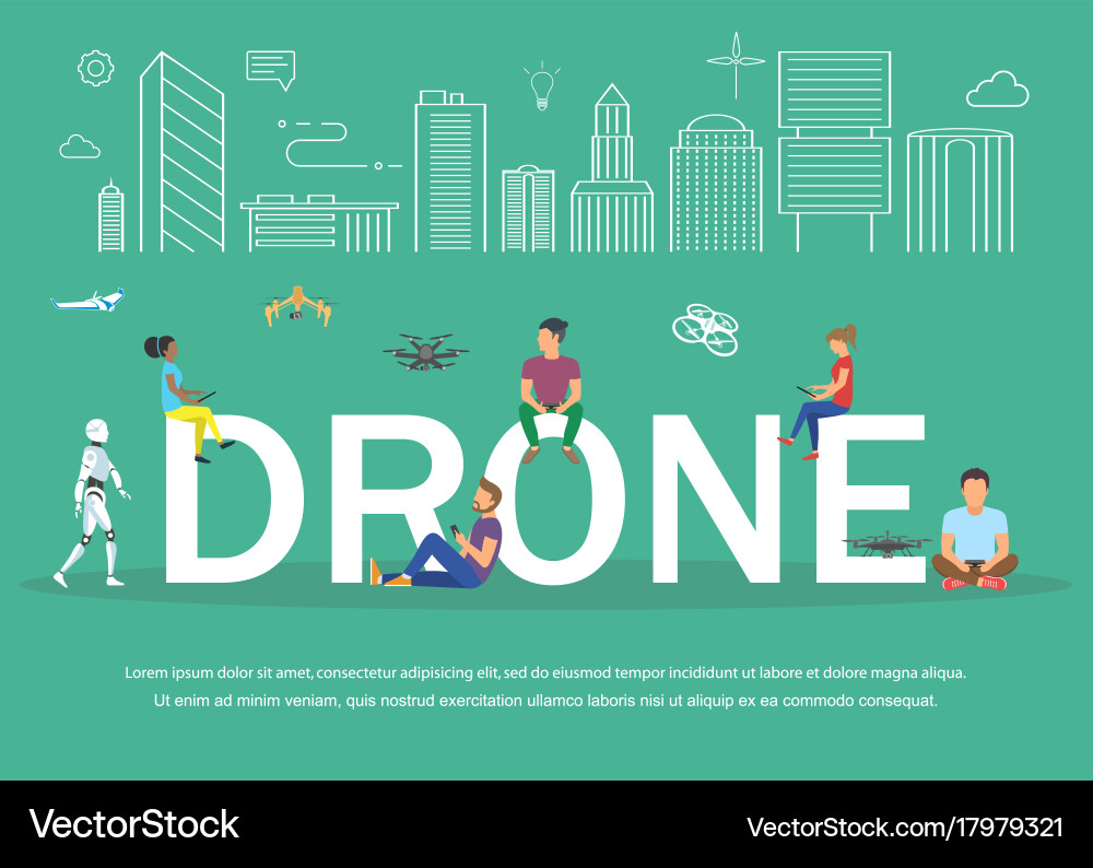 Drone of young people having fan Royalty Free Vector Image
