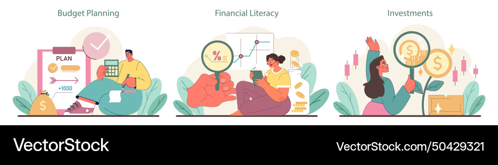 Financial responsibility set detailed budget Vector Image