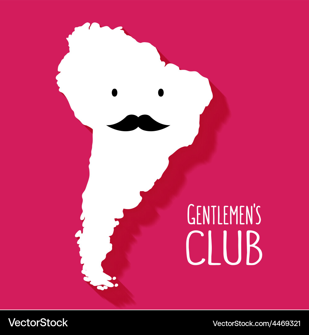 Fun mustache club cartoon south america map Vector Image