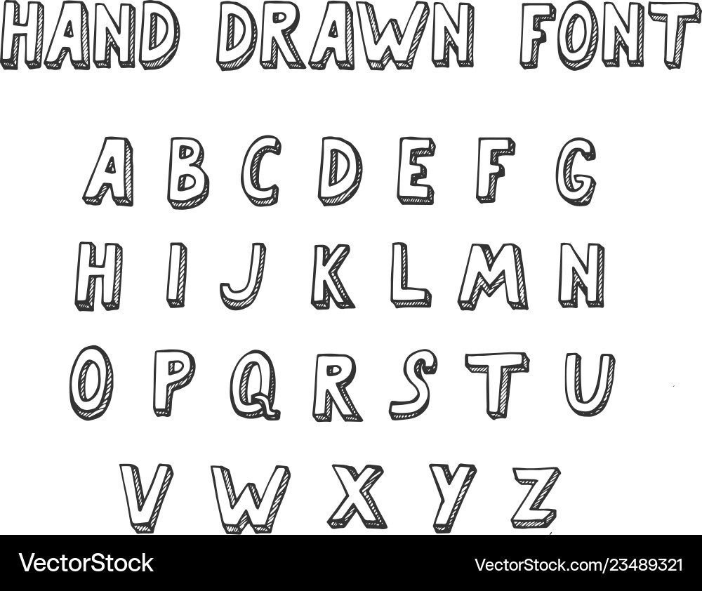 Hand drawn font Royalty Free Vector Image - VectorStock