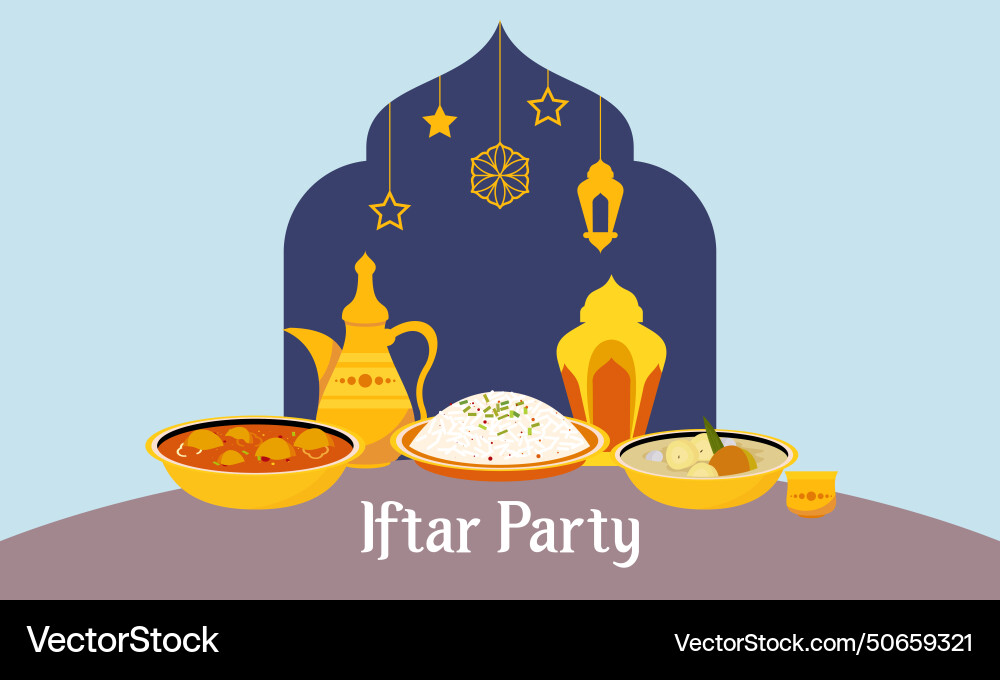 Iftar party celebration concept flyer Royalty Free Vector