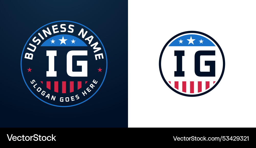 Patriotic ig Logo Design Brief Lizenzfreies Vektorbild