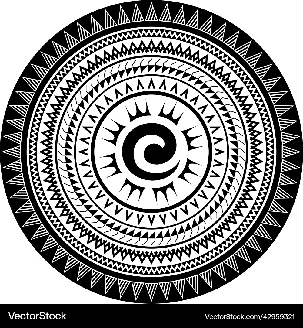 Polynesian circle tattoo tribal design Royalty Free Vector