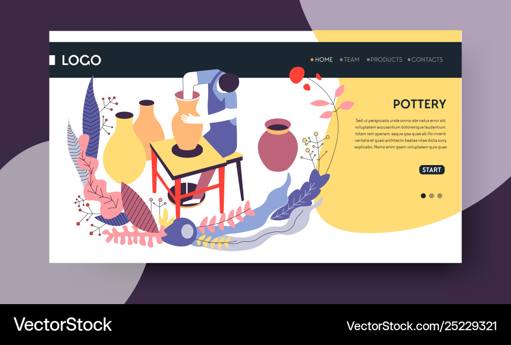 Pottery hobweb page template clay vases online Vector Image