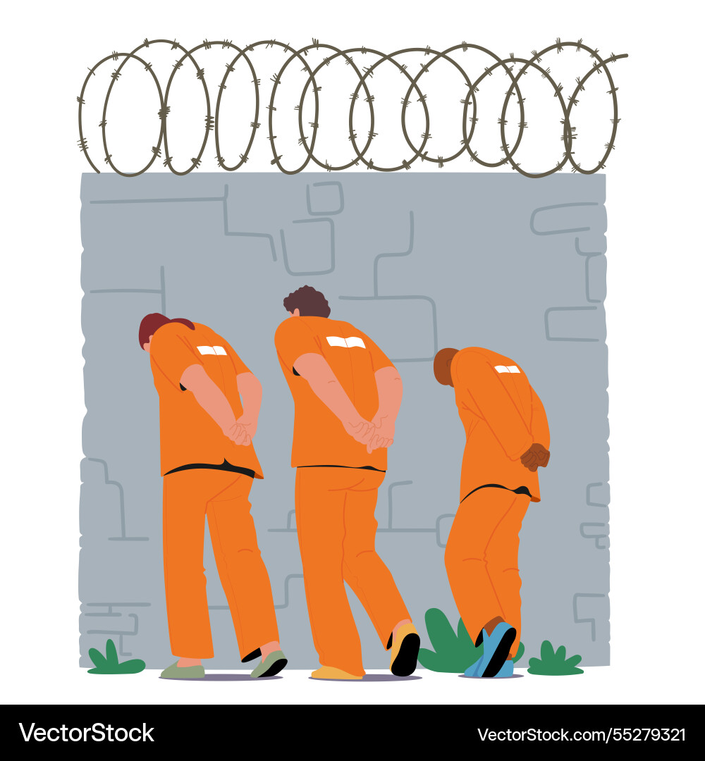 Prisoners cartoon characters wearing orange Vector Image