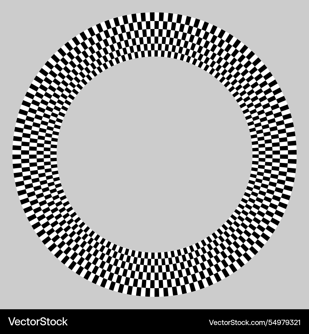 Round checkered frame isolated on gray background Vector Image