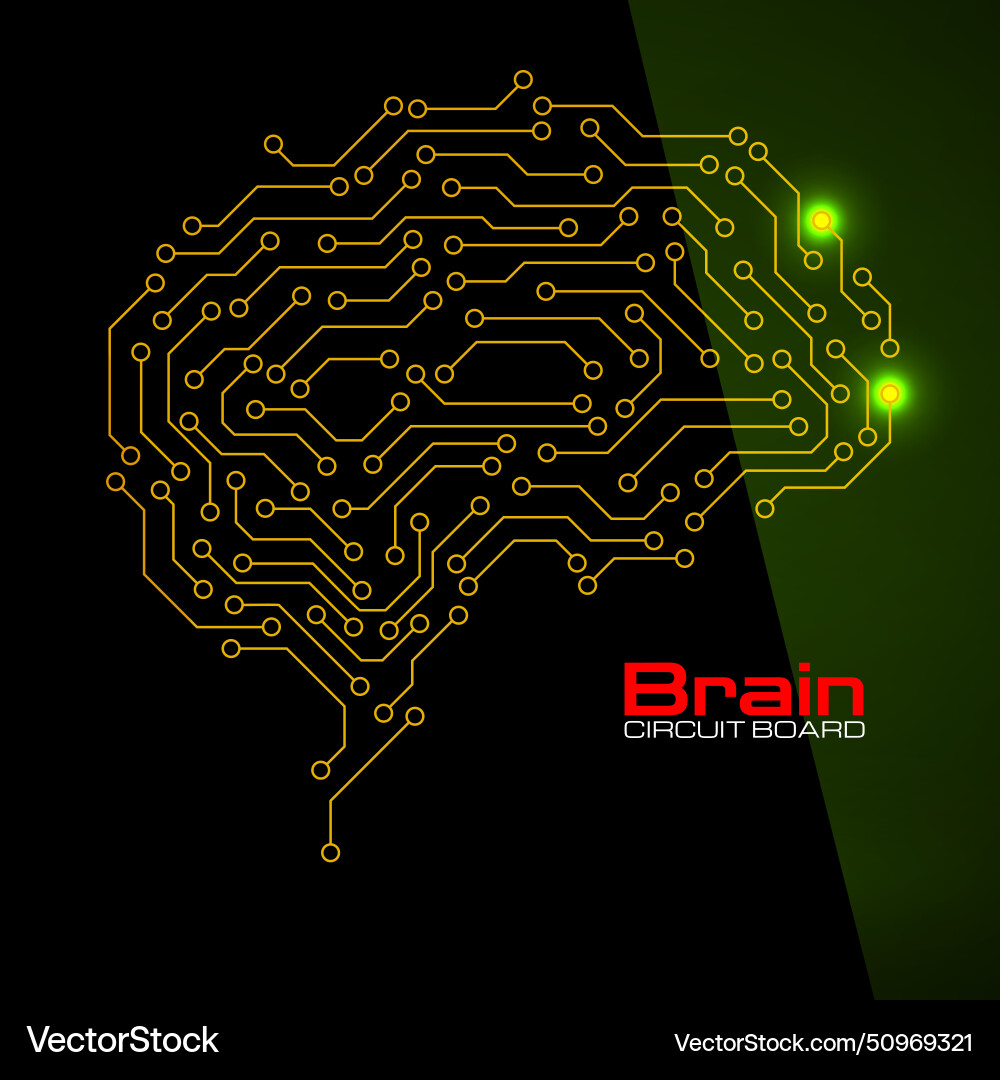 Technological brain circuit board Royalty Free Vector Image
