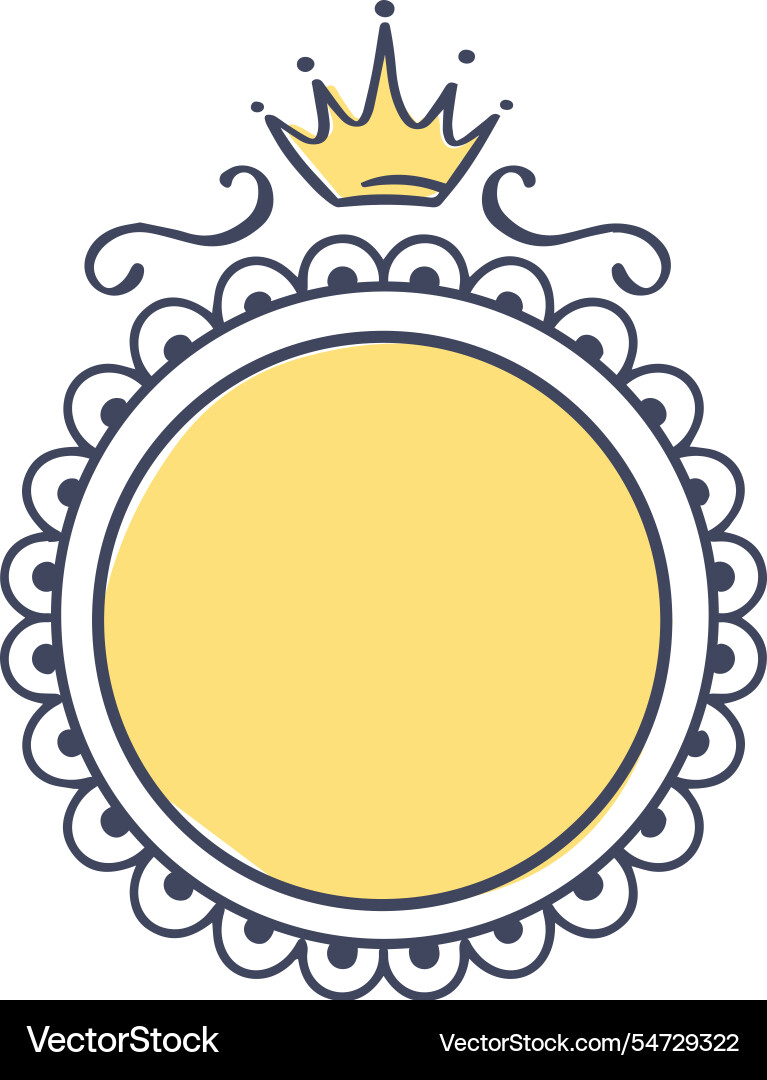 Elegant yellow royal frame adorned with a crown Vector Image