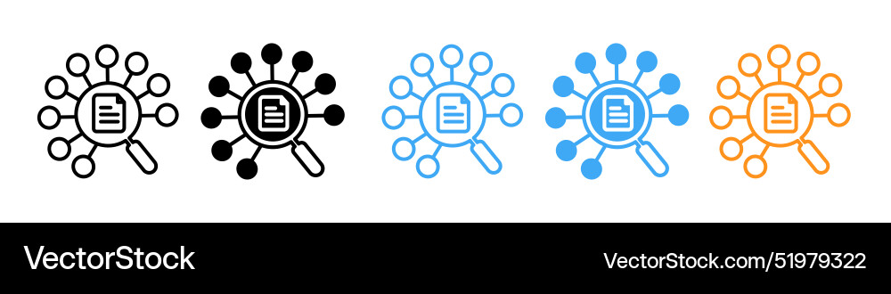 Icons for business research and data aggregation Vector Image