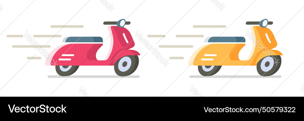 Motor scooter flat moving icon graphic set red Vector Image