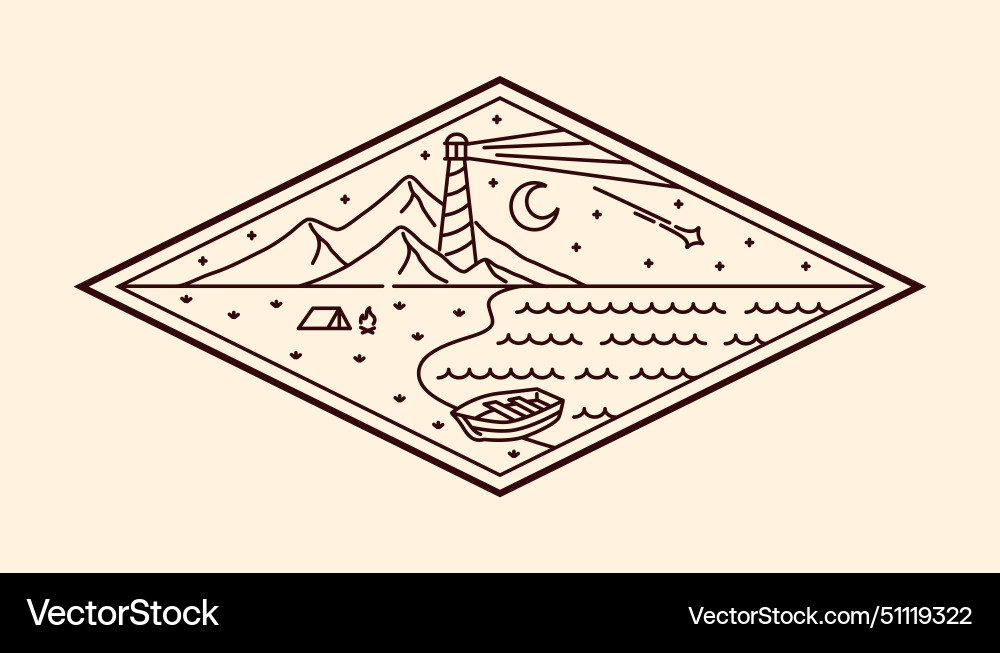 Nature landscape line art template Royalty Free Vector Image