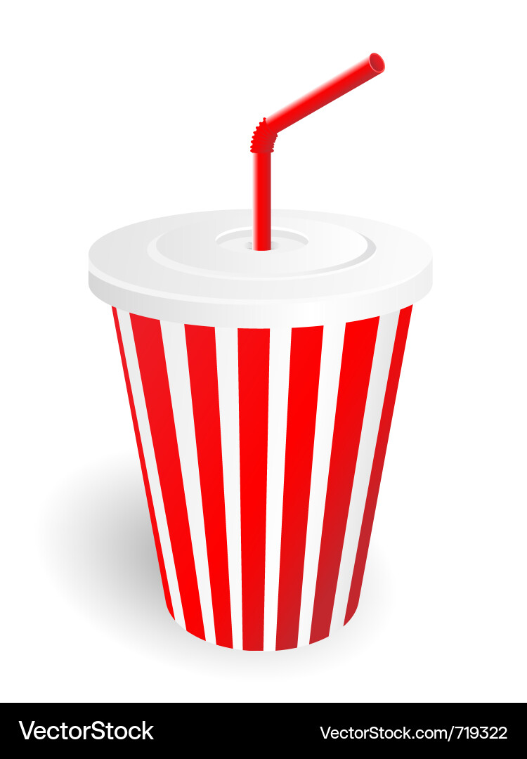 Paper Fast Food Cup with Straw Royalty Free Vector Image