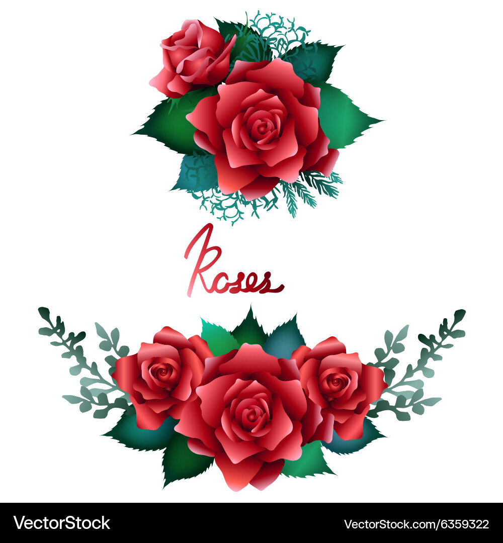 Red roses vignette collection Royalty Free Vector Image