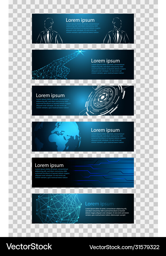 Set 6 banner abstract technology concept blue Vector Image