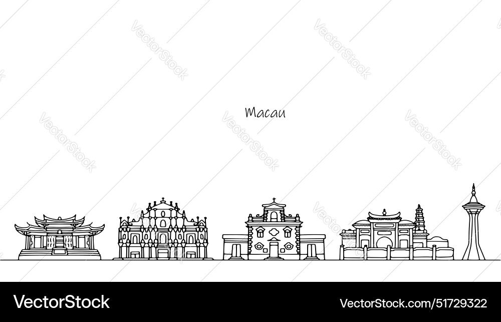 Sights of macau Royalty Free Vector Image - VectorStock