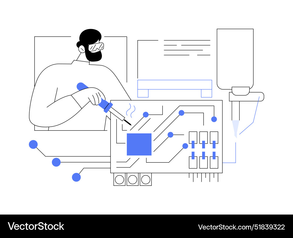 Soldering circuit boards abstract concept Vector Image