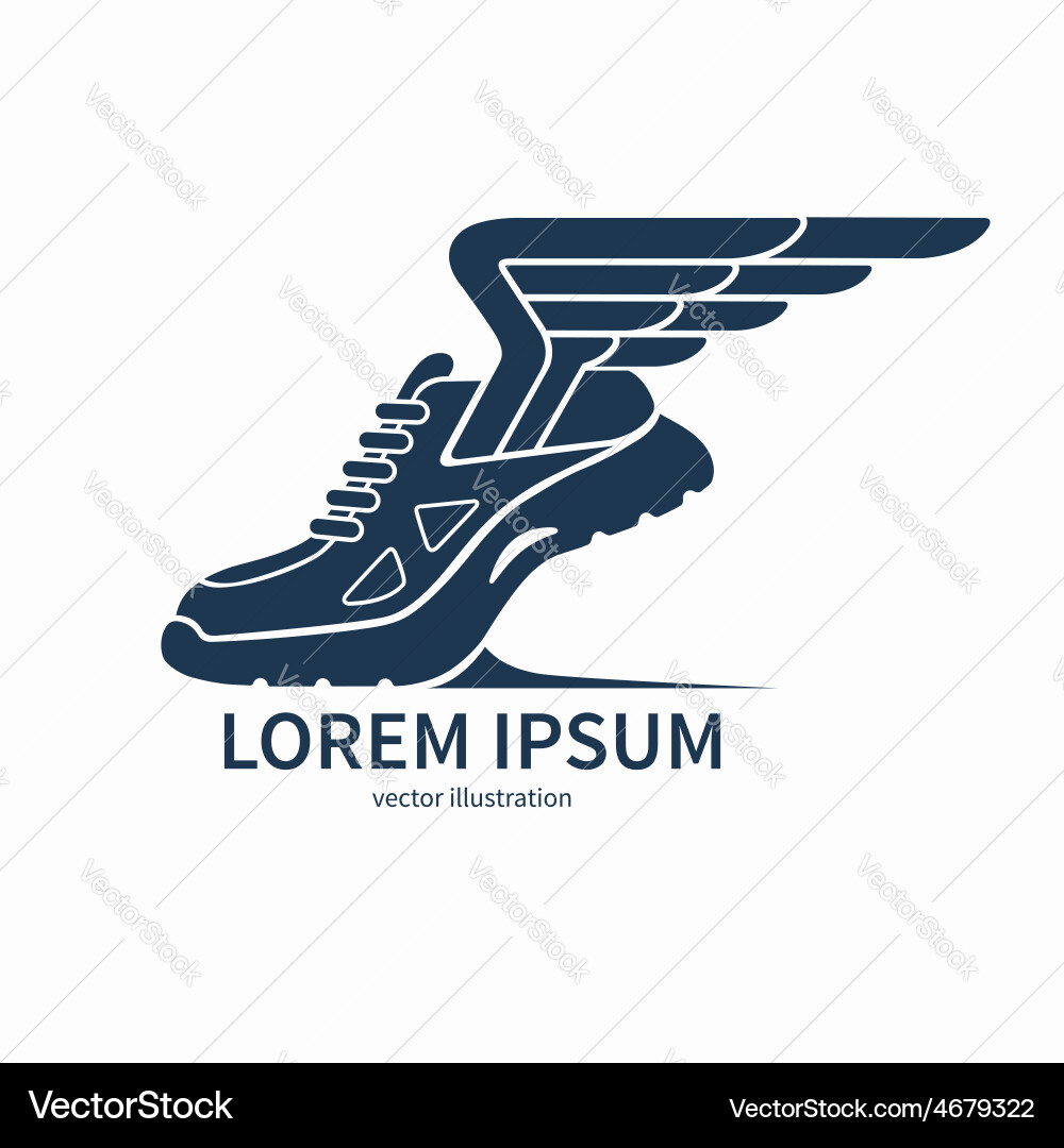 Speeding running shoe symbol icon or logo Vector Image