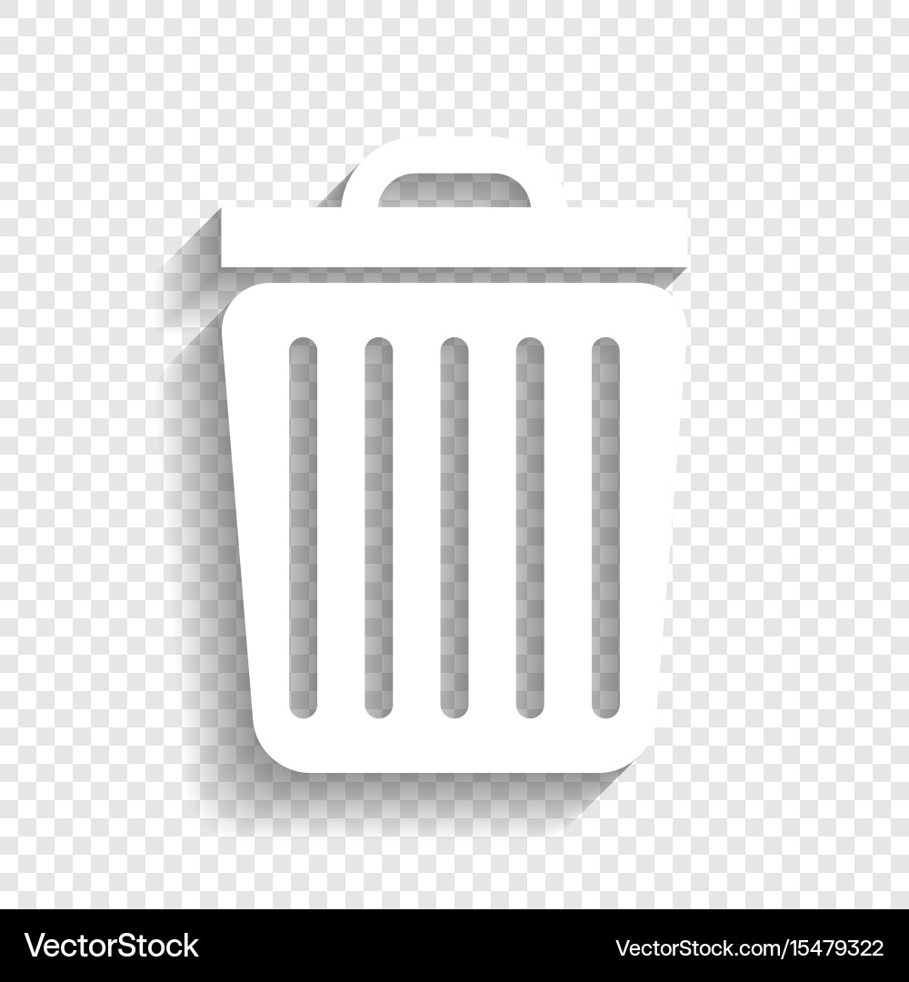 Trash Can Icon - White Royalty Free Vector Image