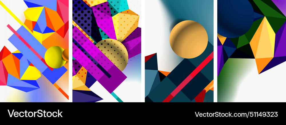 A collage of four colorful geometric designs Vector Image