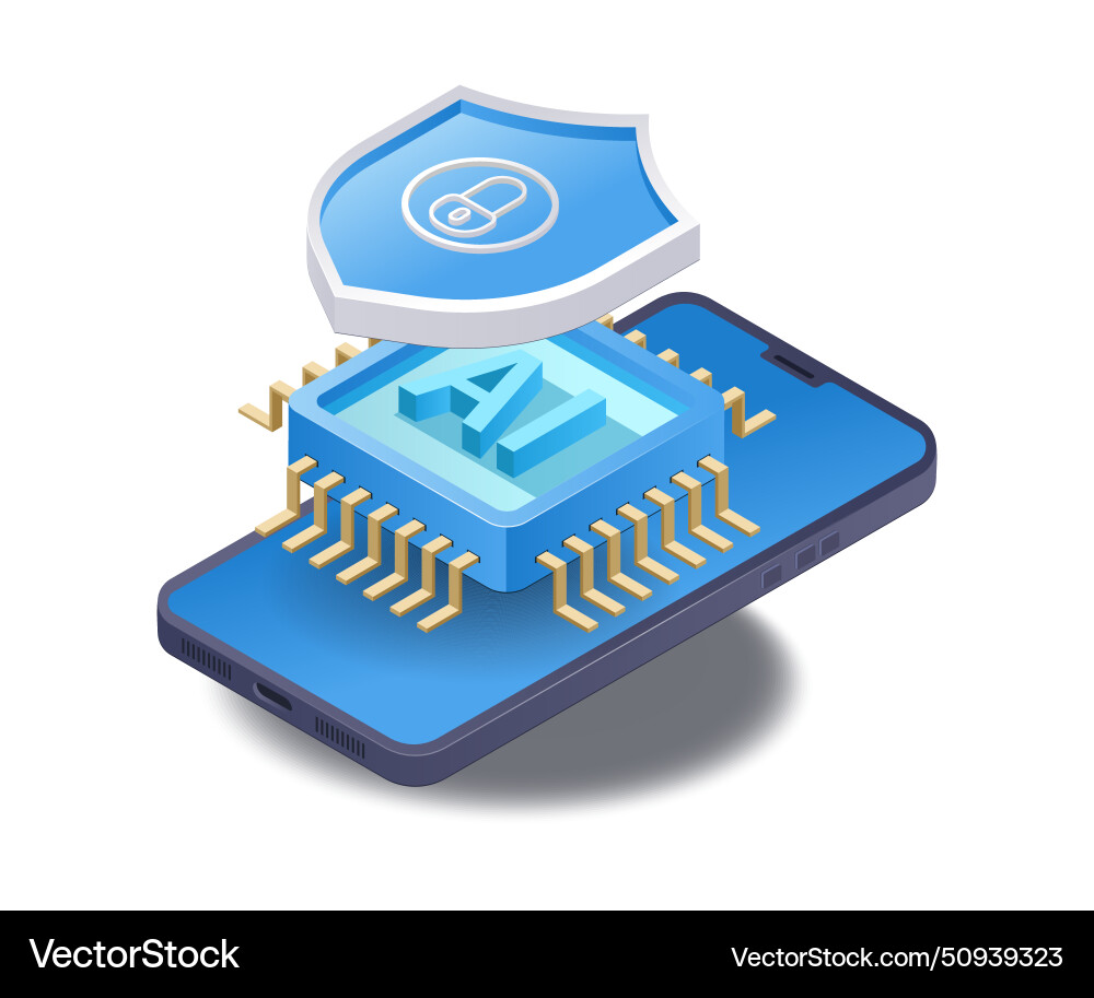 Artificial intelligence security smartphone flat Vector Image