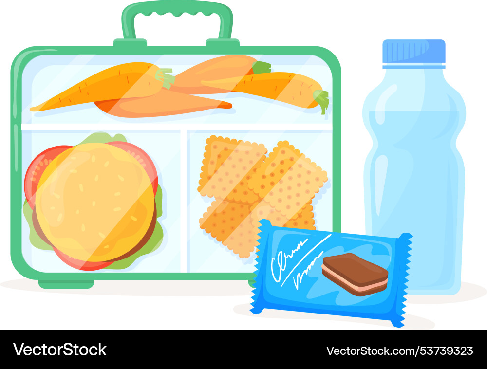 Bento box with burger office or school food Vector Image