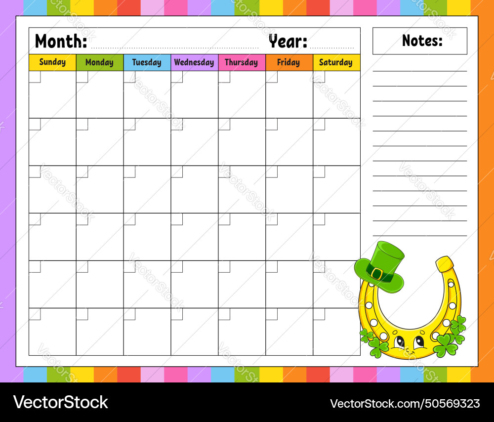 Blank calendar template for one month without Vector Image