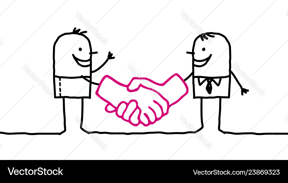 Cartoon characters - men handshaking Royalty Free Vector