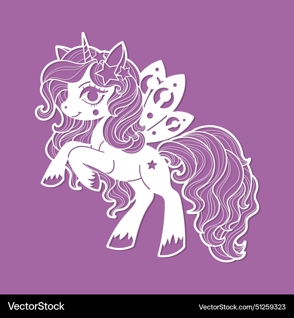 Cute unicorn template for laser cutting Royalty Free Vector