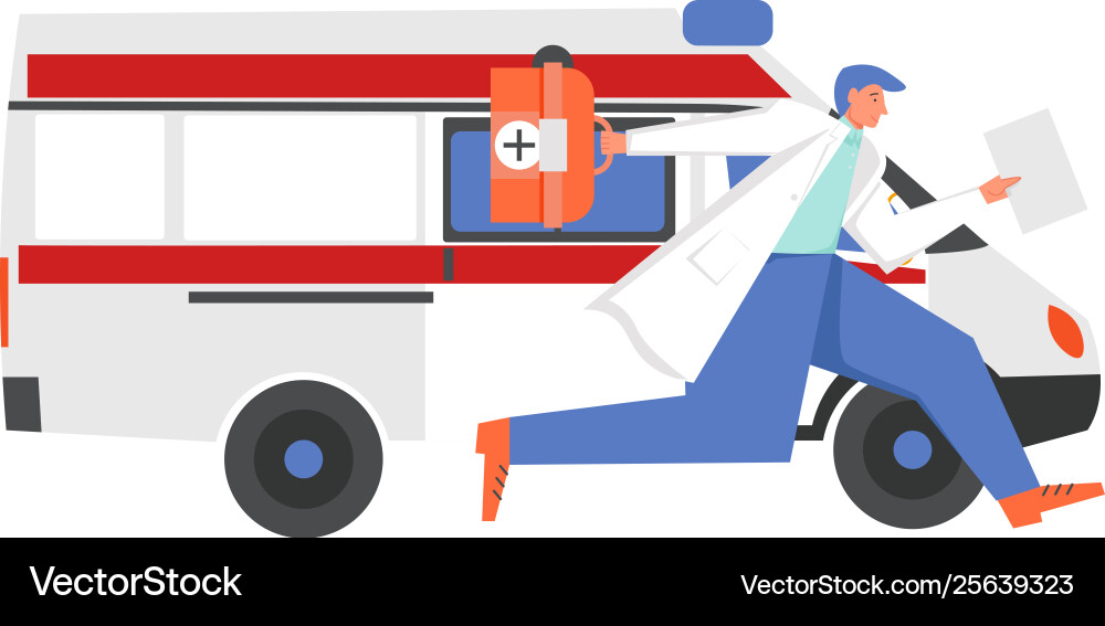Emergency medical services flat style Royalty Free Vector