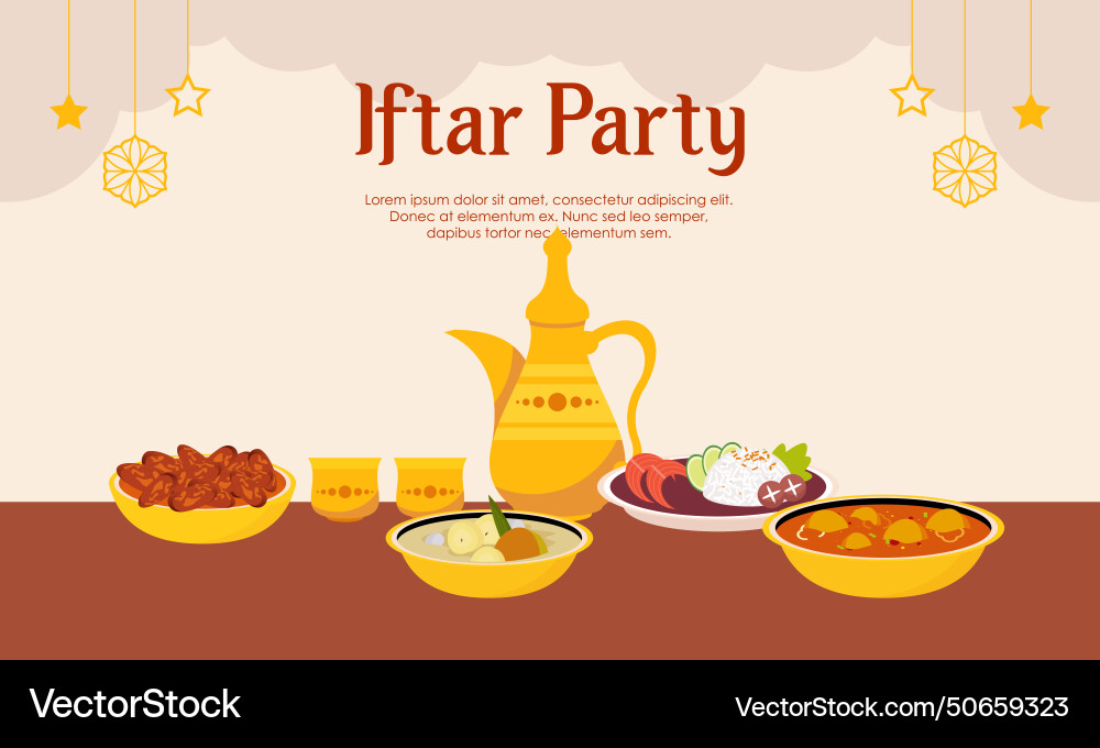 Iftar party celebration concept flyer Royalty Free Vector