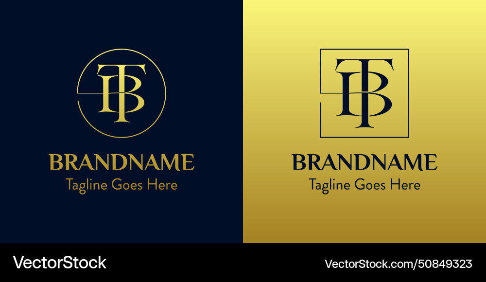 Letters bt in circle and square logo set Vector Image