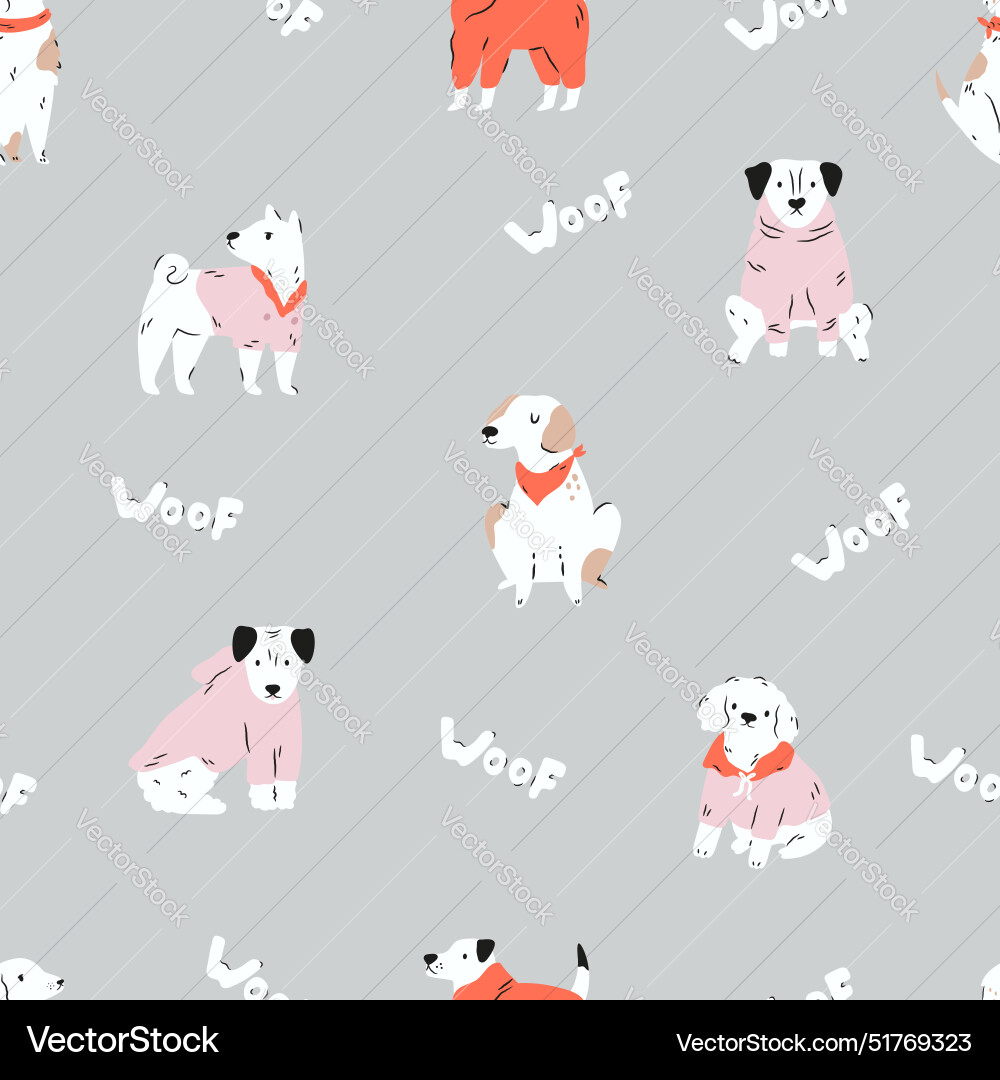 Seamless pattern with funny dogs in clothes Vector Image