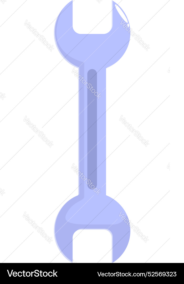 Single wrench standing upright on white background