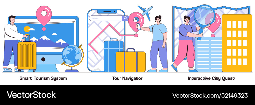 Smart tourism tour navigator and interactive city Vector Image