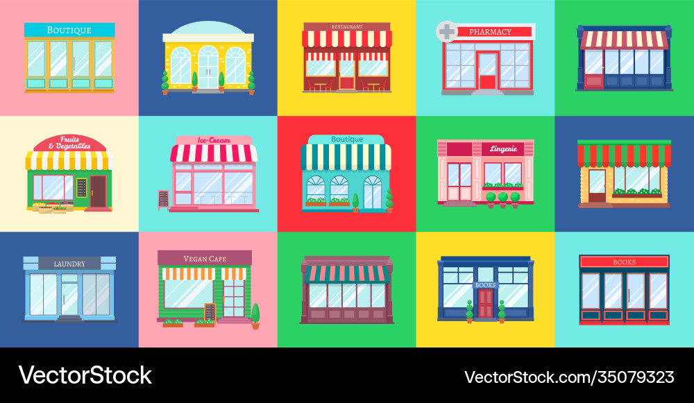 Storefronts and Shop Facades Royalty Free Vector Image