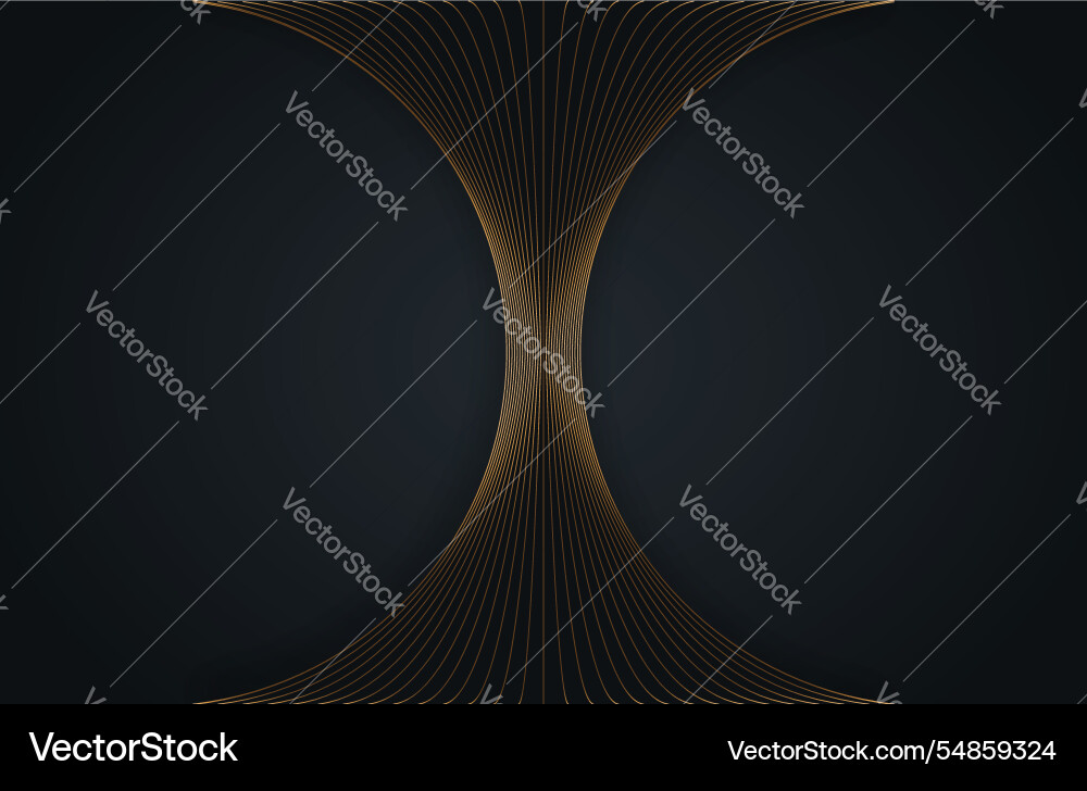 Abstract gold curved lines on black background Vector Image