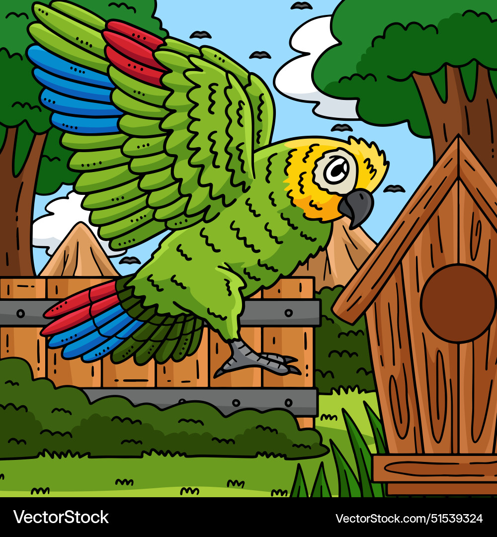 Amazon parrot bird colored cartoon Royalty Free Vector Image