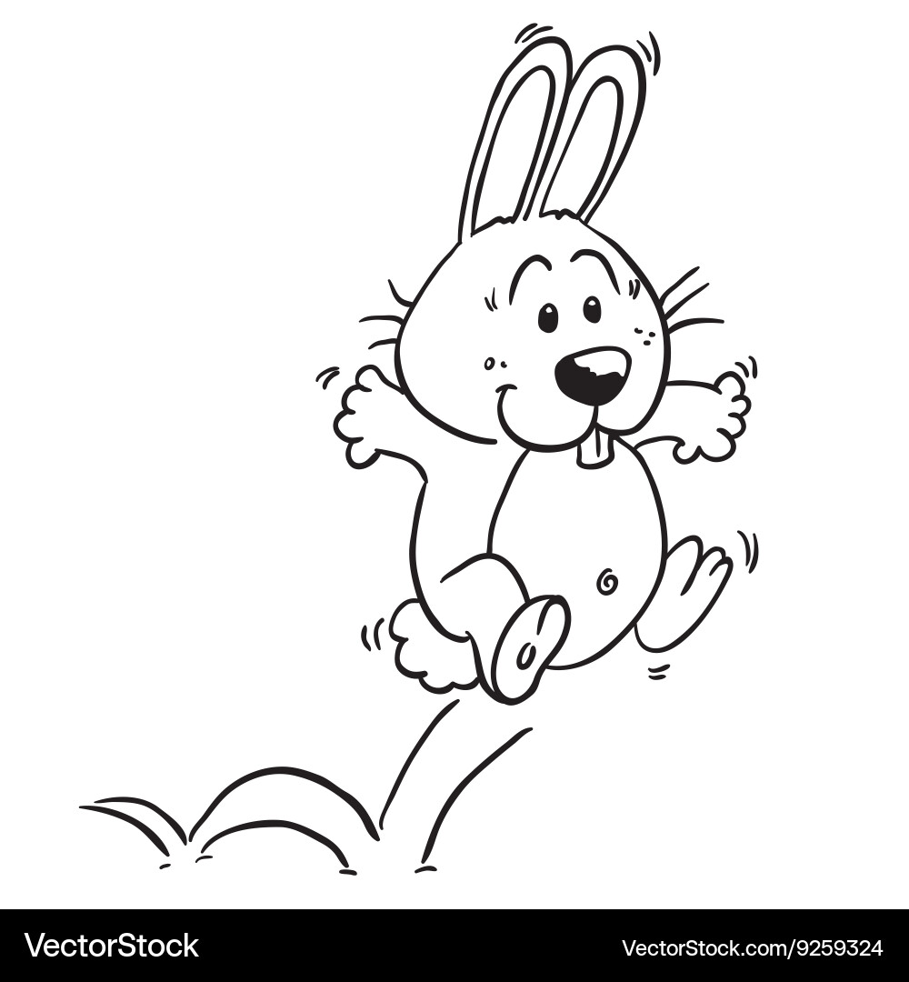 Black and white jumping rabbit Royalty Free Vector Image